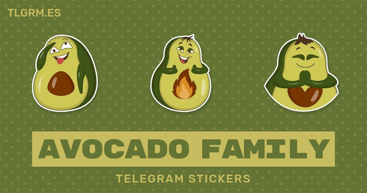 Pack de stickers para Telegram «Avocado Family»