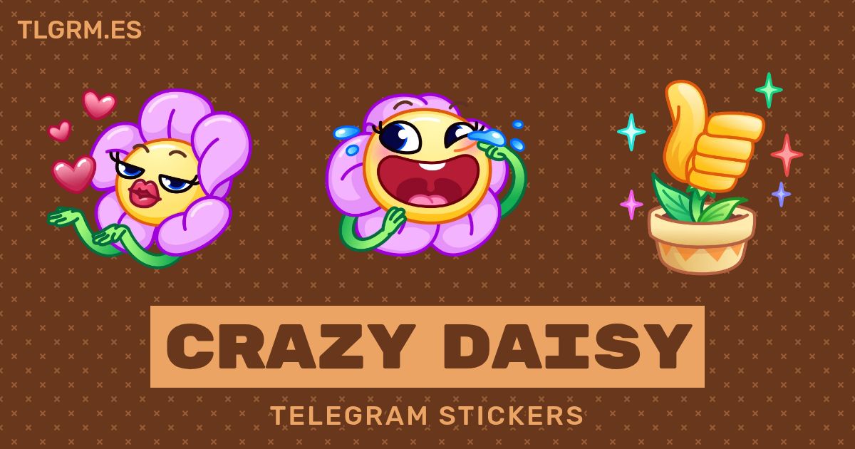 Pack de stickers animados para Telegram «Crazy Daisy»