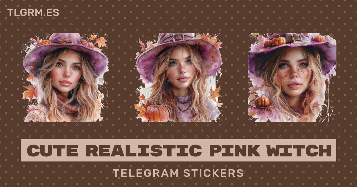 Pack de stickers para Telegram «Cute Realistic Pink Witch»