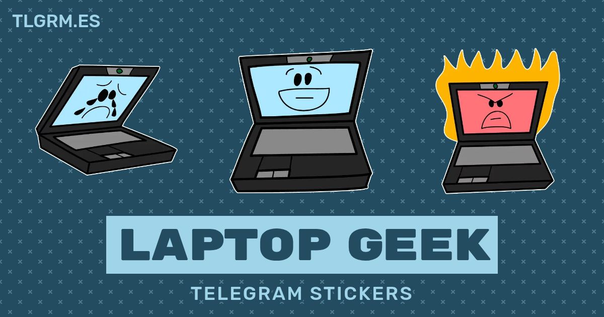 Pack de stickers para Telegram «Laptop geek»