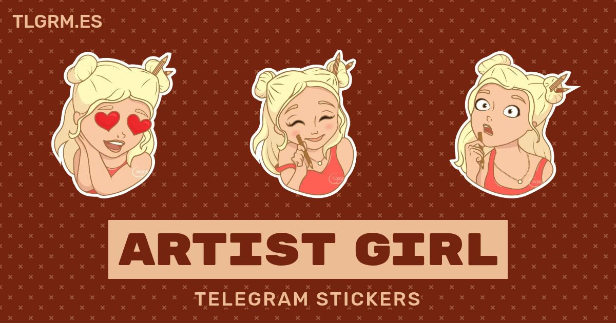 Pack de stickers para Telegram «Artist girl»