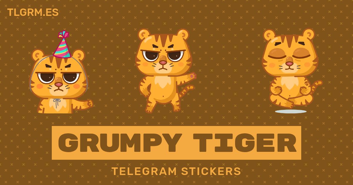 Pack de stickers animados para Telegram «Grumpy Tiger»